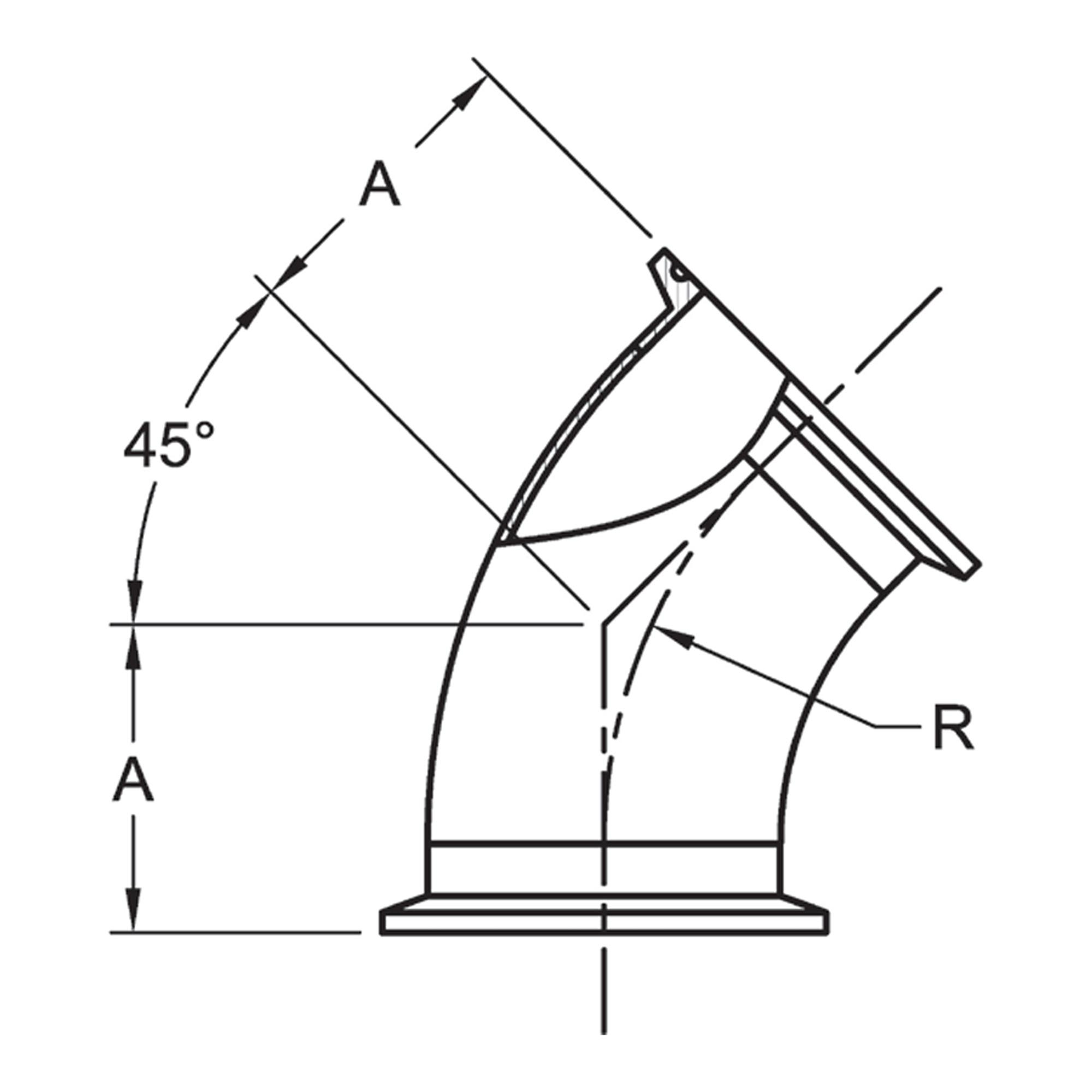 Steel & O'Brien 45 Degree BPE Elbows, Clamp Ends | Austenitex
